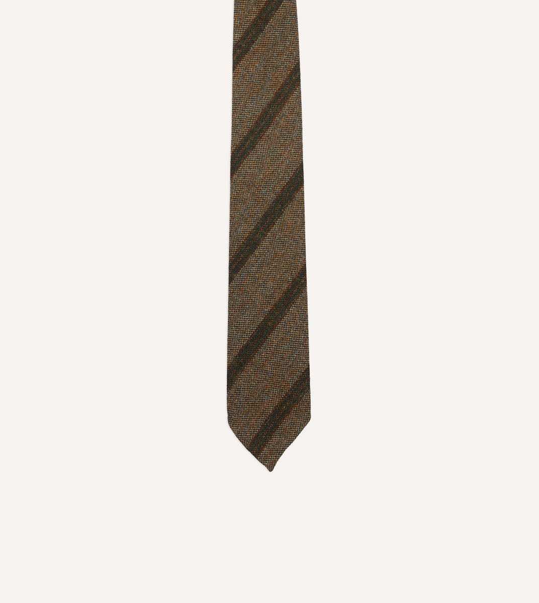 Brown Sandwich Stripe Hand Rolled Wool Tie – Drake's Archive
